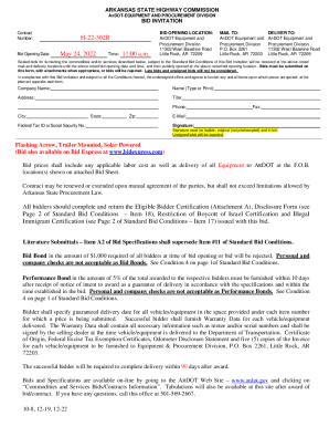 Fillable Online ARDOT-EQUIPMENT AND PROCUREMENT DIVISION - BidNet Fax ...