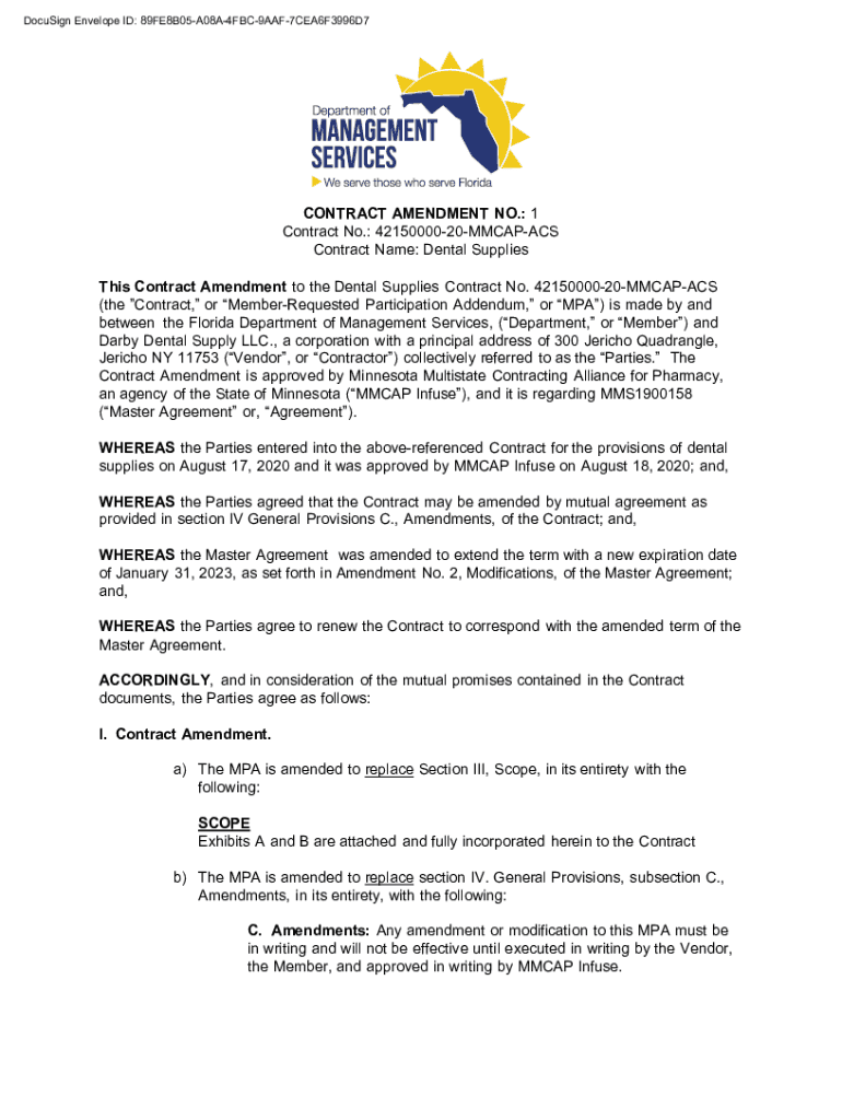 Fillable Online 42150000-20-MMCAP-ACS Contract Name: Dental Supplies ...