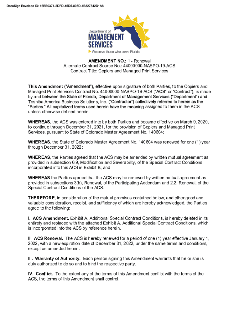 Fillable Online Amendments - Renewal / Amendments and Memorandums ...