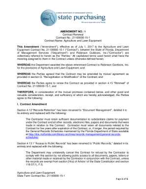 Fillable Online AMENDMENT NO.: 1 Contract Renewal Contract No ...