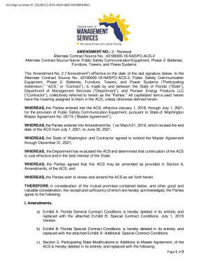 Fillable Online AMENDMENT NO.: 2 - Renewal Alternate Contract Source No ...