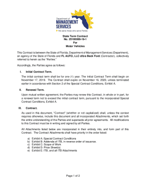 Fillable Online Motor Vehicles / State Term Contract / State Contracts ...