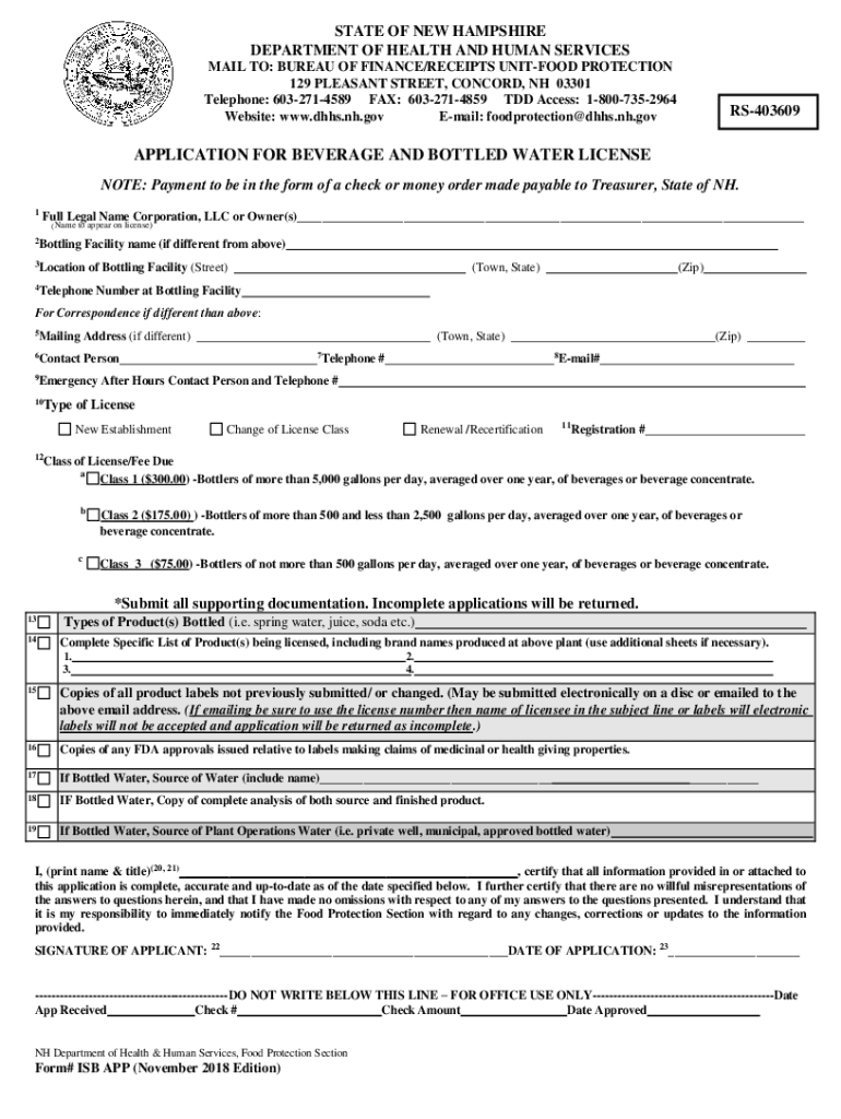Fillable Online Application for Beverage and Bottling Water License Fax ...