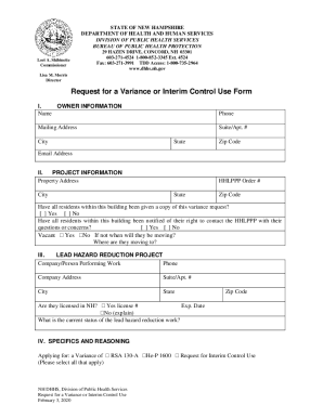 Fillable Online Request for a Variance or Interim Control Use Fax Email ...