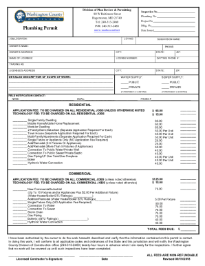 Fillable Online Plumbing Permit - Washington County Government Fax Email Print - pdfFiller