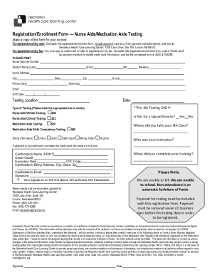Fillable Online Registration/Enrollment Form Nurse Aide/Medication Aide ...
