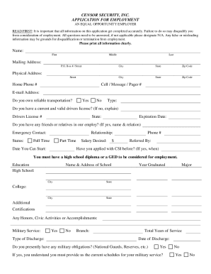 Fillable Online APPLICATION FOR EMPLOYMENT (PRE-EMPLOYMENT ...