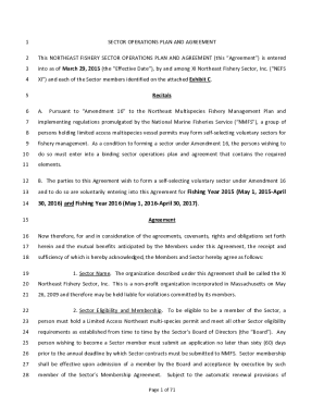 Fillable Online 1 SECTOR OPERATIONS PLAN AND AGREEMENT - Regulations ...