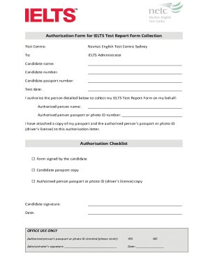 Fillable Online Authorisation Form for IELTS Test Report Form ...