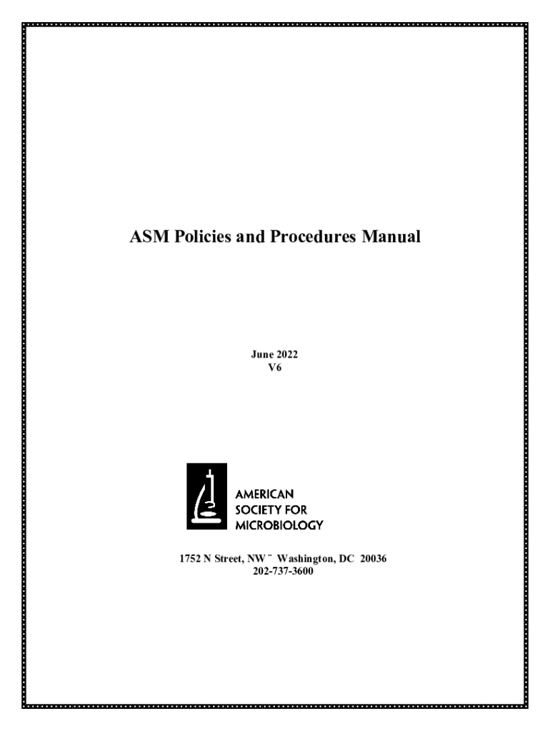 Fillable Online ASM Policies and Procedures Manual - American Society ...
