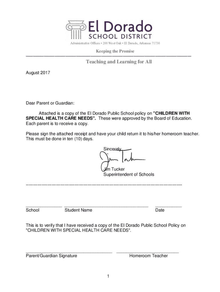 Fillable Online El Dorado School District - 200 West Oak Street, El ...