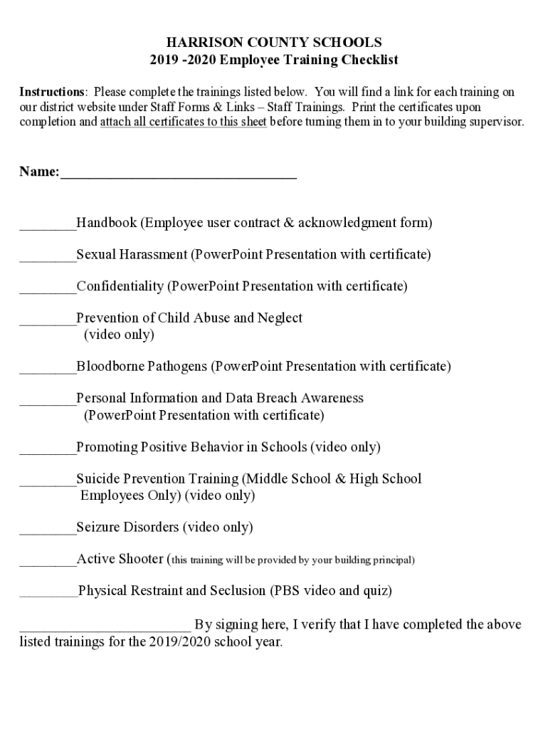 Fillable Online Training Checklist (2).doc Fax Email Print - pdfFiller
