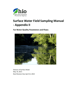 Fillable Online epa ohio Surface Water Field Sampling Manual - Appendix ...
