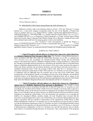 Fillable Online 10204325976-v6 B-1 60-41015375 EXHIBIT B FORM OF ...