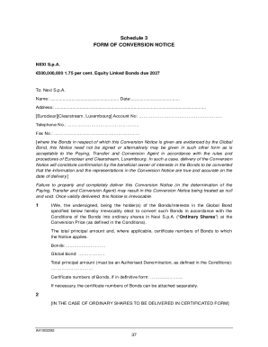 Fillable Online Fillable Online Schedule 3 FORM OF CONVERSION NOTICE ...