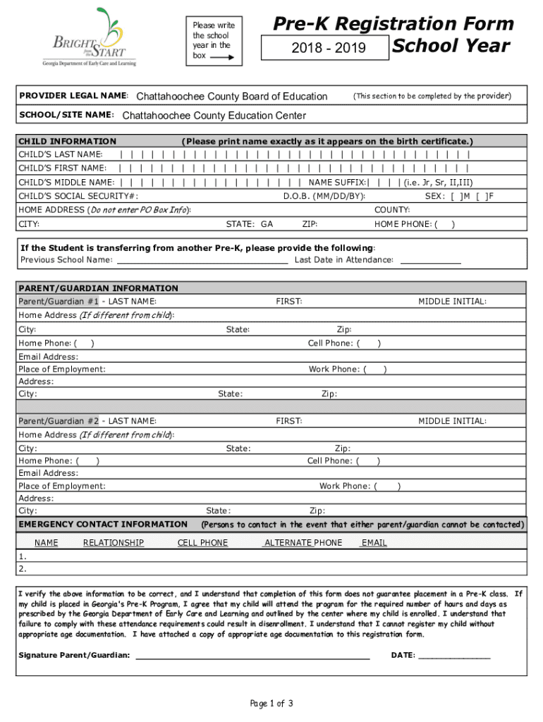 Fillable Online Pre-K Registration Form School Year - AWS Fax Email ...