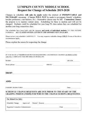 Fillable Online Schedule Change Form 2019-2020 - AWS Fax Email Print ...