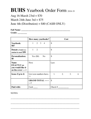 Fillable Online 18-19 Yearbook Order Form .docx Fax Email Print - pdfFiller