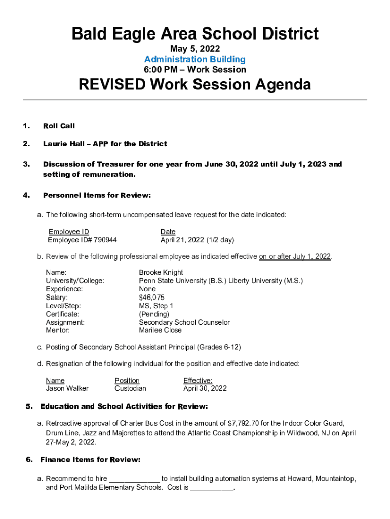 Fillable Online Bald Eagle Area School District - AWS Fax Email Print ...