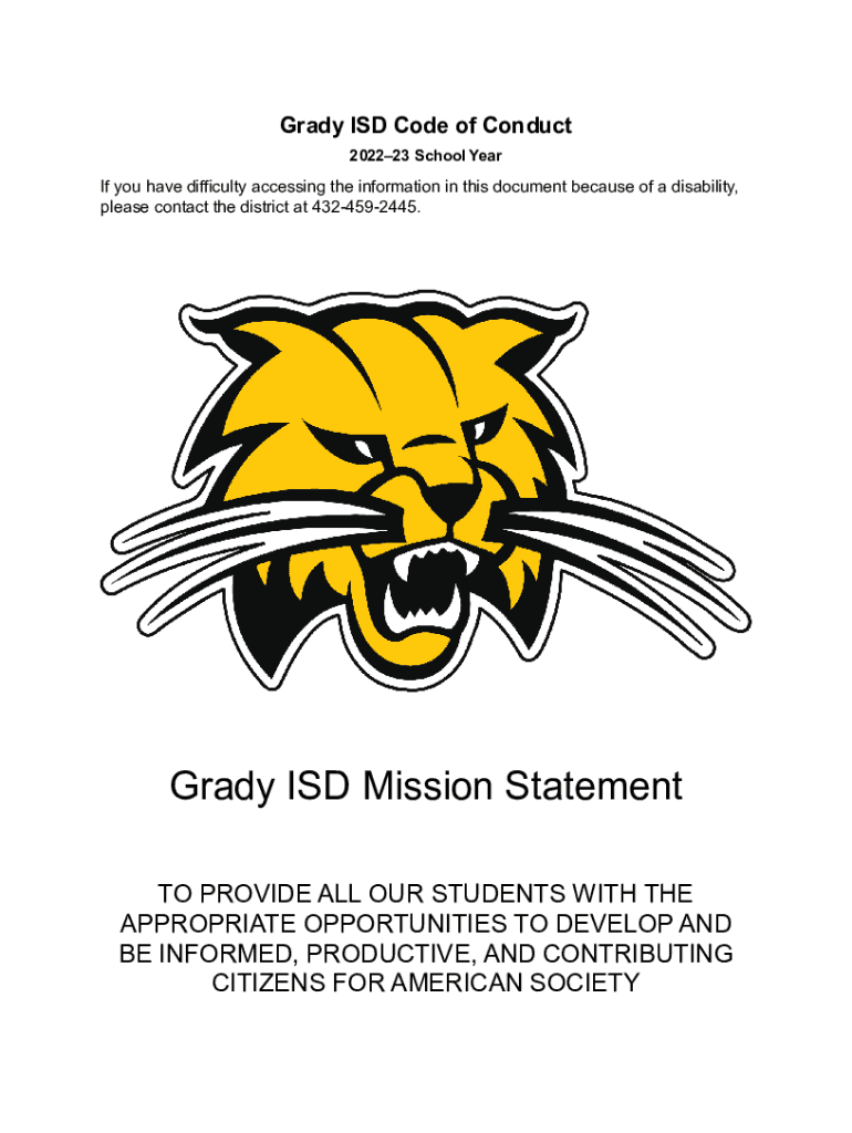 Fillable Online Grady ISD Code Of Conduct AWS Fax Email Print PdfFiller Fillable Online Grady ISD Code Of Conduct AWS Fax Email Print PdfFiller
