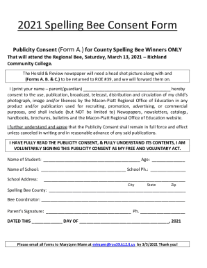 Fillable Online Permission to enter the Prime Ministers Spelling Bee ...