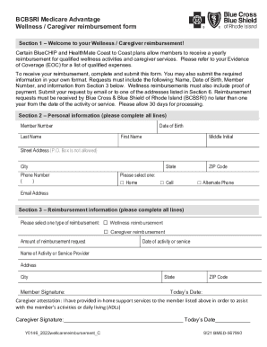 Fillable Online BCBSRI Medicare Advantage Wellness / Caregiver ...