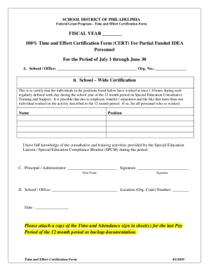 Fillable Online 100% Time and Effort Certification Form (CERT) For Partial ... Fax Email Print ...