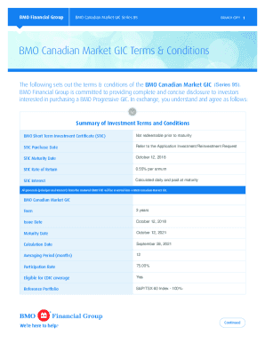 Fillable Online Guaranteed Investment Certificates (GICs)BMO Canada Fax ...