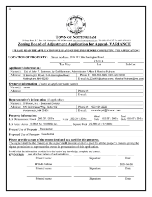 Fillable Online Zoning Board of Adjustment Application for Appeal ...