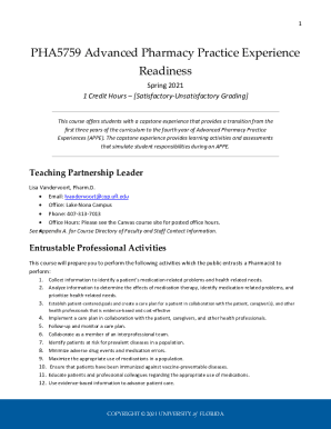 Fillable Online PHA5759 Advanced Pharmacy Practice Experience Readiness ...