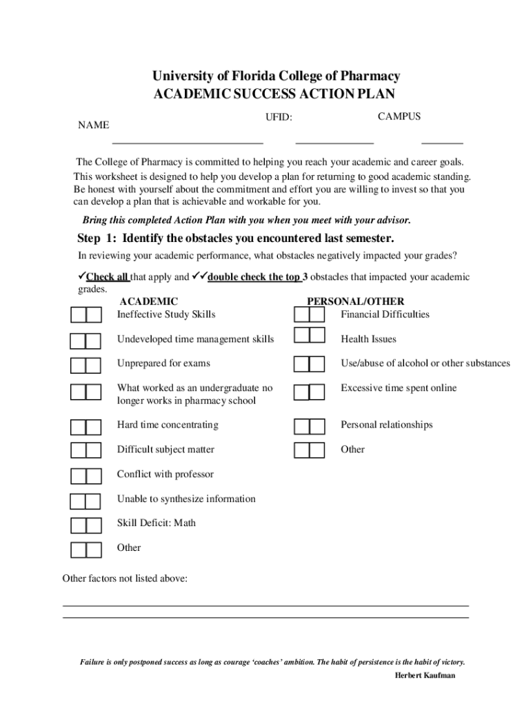 Fillable Online new copy academic success action planCollege of ...