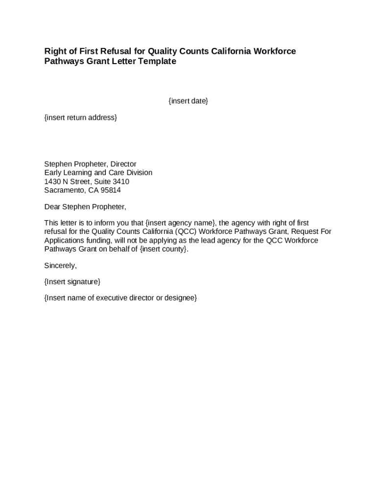 Right of First Refusal Template - Child Development (CA Dept of ...