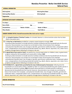 Fillable Online Homeless Prevention - Harbor Interfaith Services Referral Form Fax Email Print ...