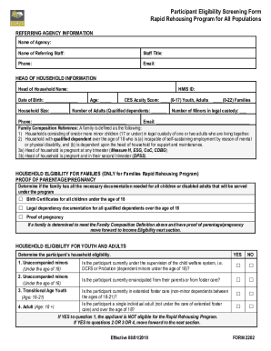 Fillable Online 2202 - Form 2202 - Participant Eligibility Screening ...