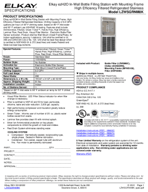 Fillable Online SPECIFICATIONS Elkay ezH2O In-Wall Bottle Filling Station ... Fax Email Print ...