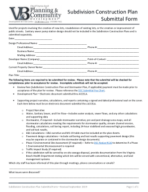Fillable Online Subdivision Construction Plan Submittal Form - Virginia ...