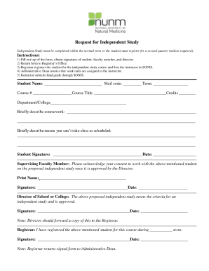 Fillable Online studentservices nunm Independent-Study-Form-fillable ...