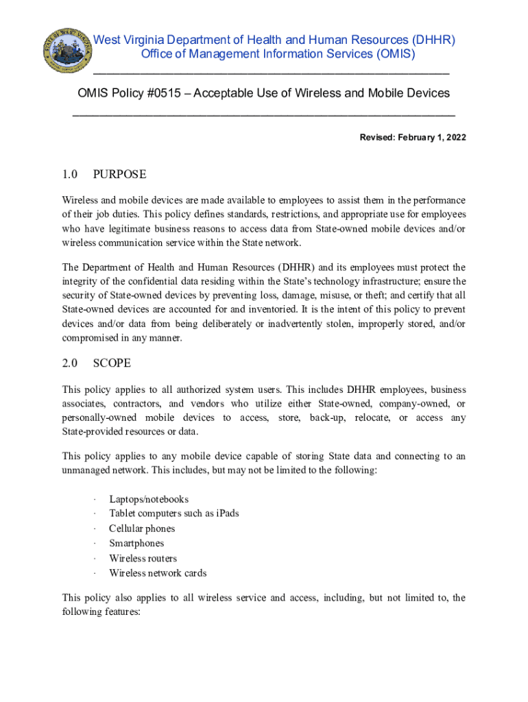 Fillable Online Wireless and Mobile Devices - wvdhhr.org Fax Email ...