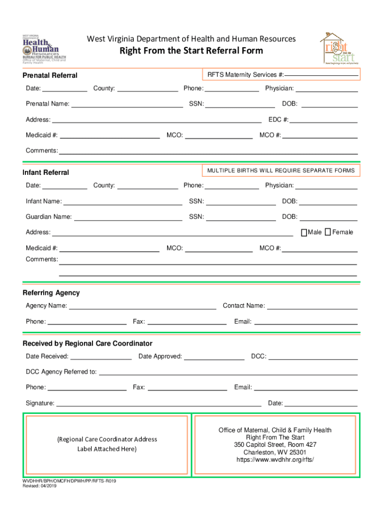 West Virginia Prenatal Referral Form - Blank Fillable Template | Fill ...