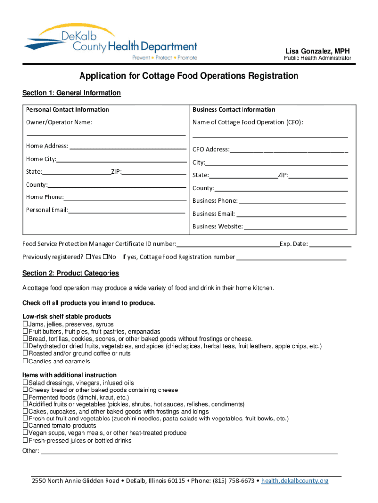 Fillable Online publichealth.lacounty.govehClass A Cottage Food ...