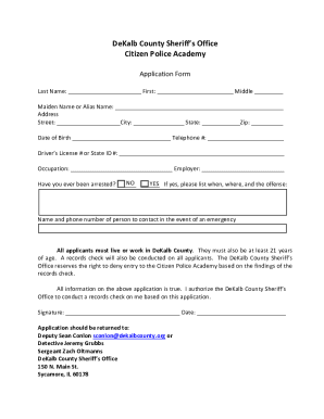 Fillable Online Citizens Policy Academy Application Form Fax Email Print - pdfFiller
