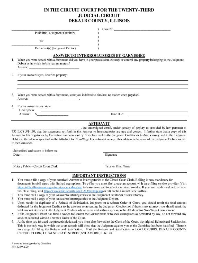 Fillable Online DeKalb County 23rd Circuit Court Form-Answer To ...