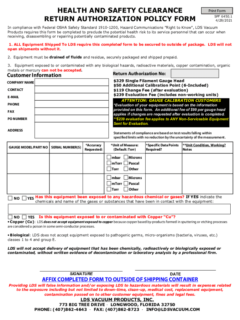 Fillable Online lib store yahoo health and safety clearance return ...