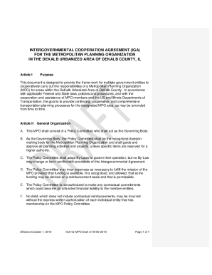 Fillable Online INTERGOVERNMENTAL COOPERATION AGREEMENT (IGA) FOR THE ...