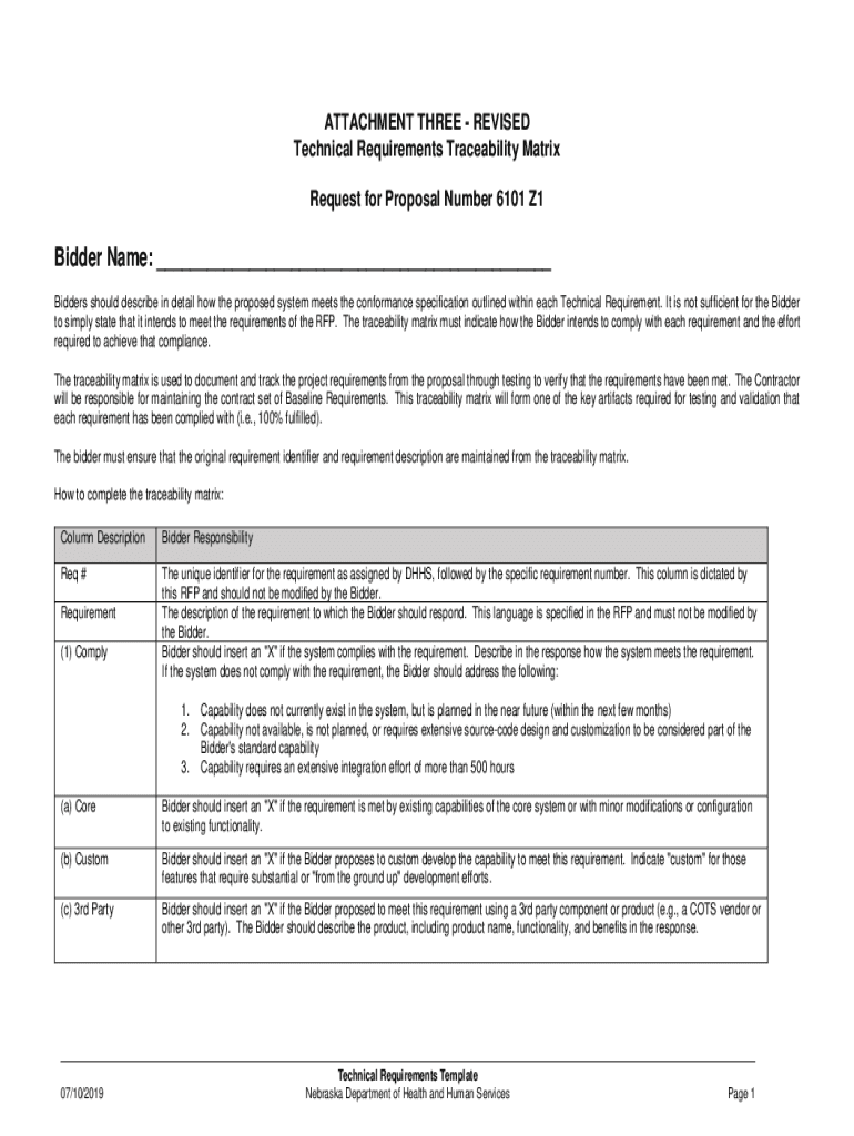 Fillable Online Requirements Traceability Matrix Example (Guide ...