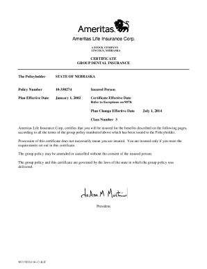 Fillable Online Dental Certificate of Coverage - Premium Fax Email ...