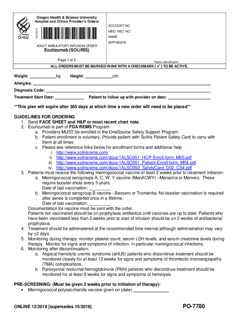 Fillable Online Height: Diagnosis Code: Patient to follow up with provider on date - OHSU Fax ...