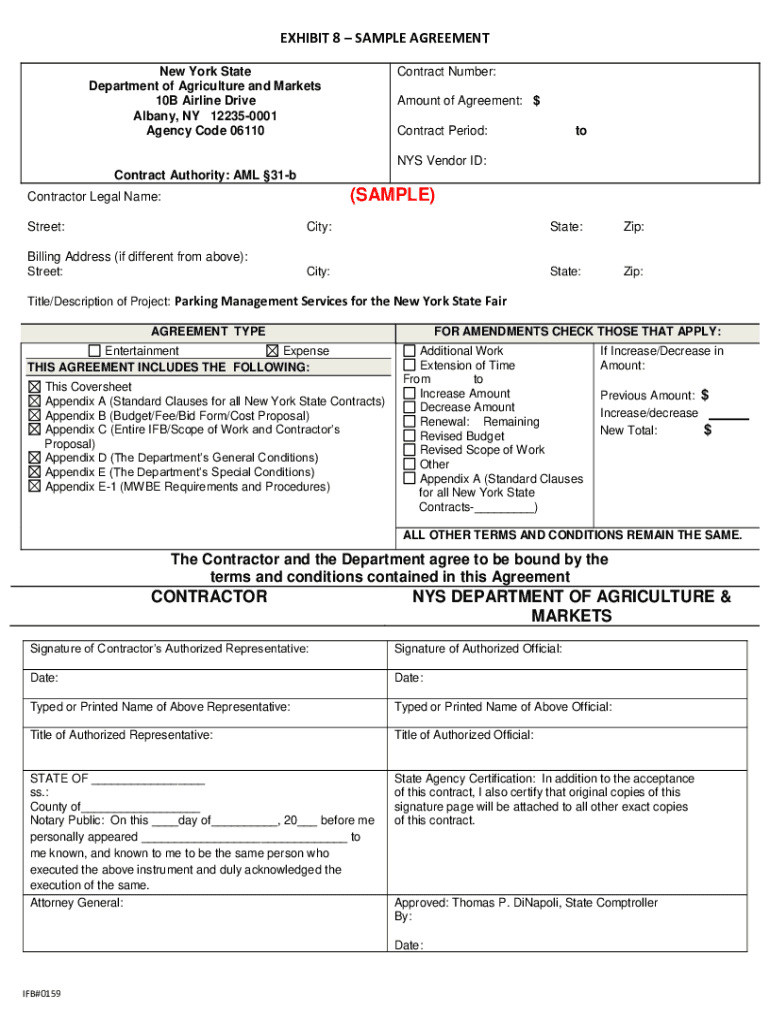 Fillable Online IFB0252 - EXHIBIT 6 SAMPLE AGREEMENT Fax Email Print ...