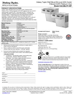 Fillable Online Halsey Taylor Wall Mount Bi-Level ADA Cooler Filtered 8 GPH ... Fax Email Print ...