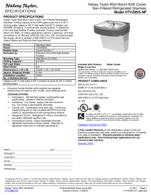 Fillable Online Halsey Taylor Wall Mount Bi-Level ADA Cooler Non-Filtered Refrigerated ... Fax ...